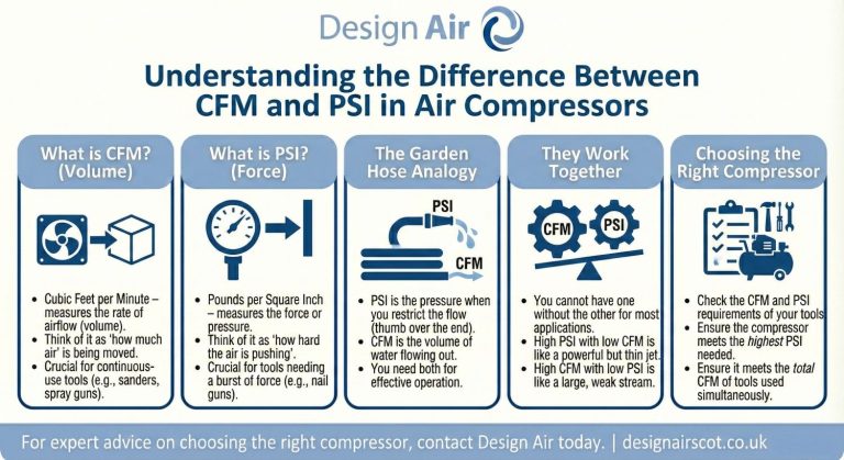 The Difference Between CFM and PSI in Air Compressors - Design Air